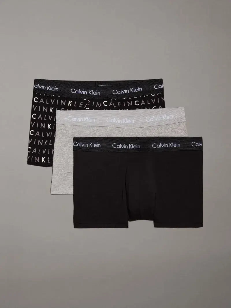 Calvin Klein Low Rise Trunks 3 Pack - Black & Grey – Trunks and Boxers
