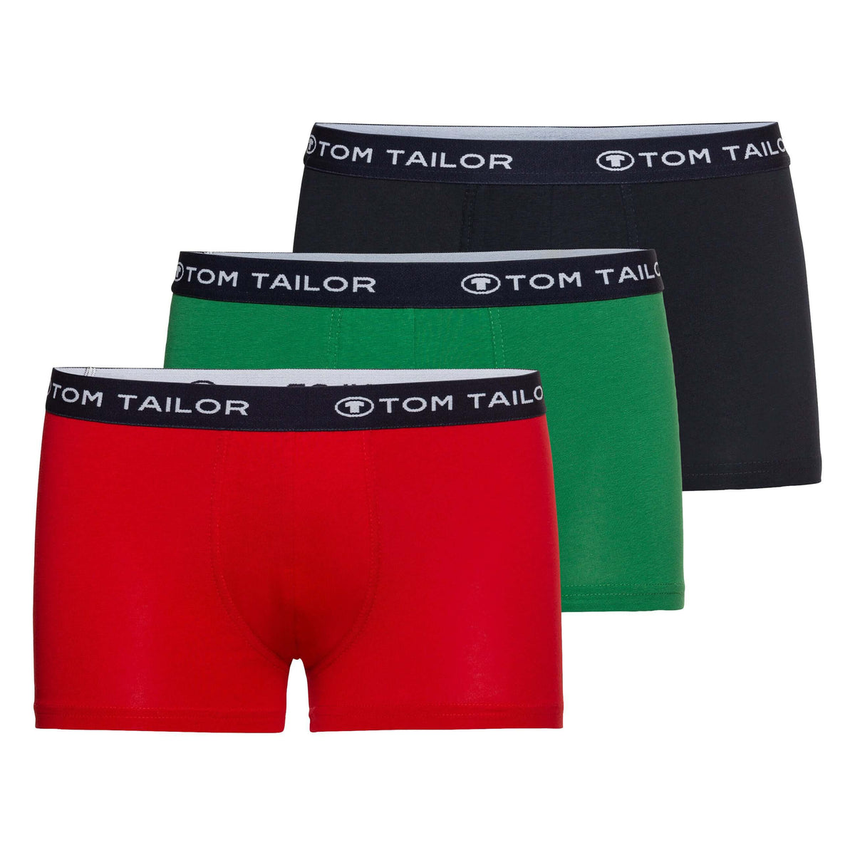 Tom Tailor Men's 3 Pack Cotton Stretch Trunks- Red/Navy/Green | Trunks ...