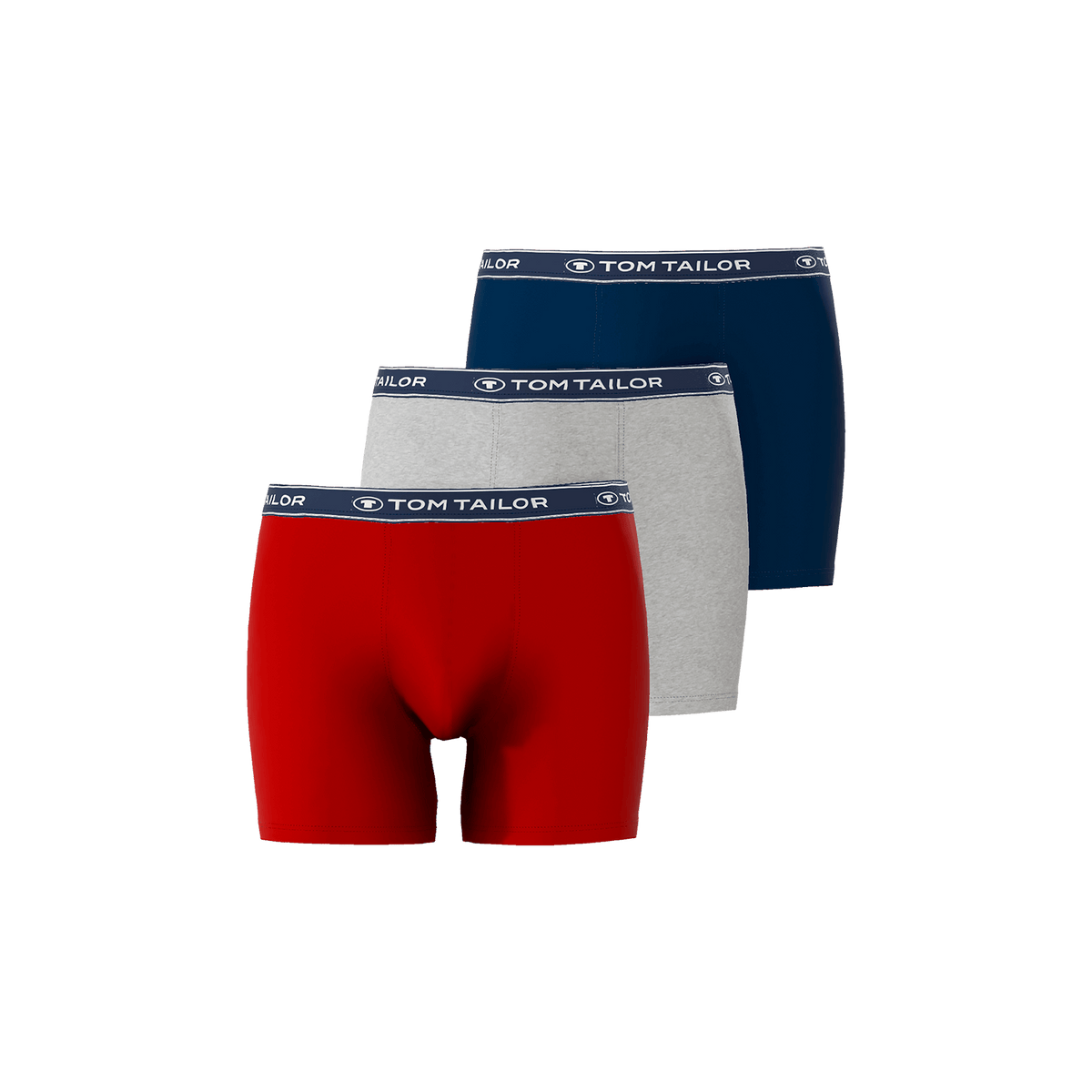 Tom Tailor Men’s 3 Pack Cotton Stretch Boxer Briefs – Red, Grey & Navy ...