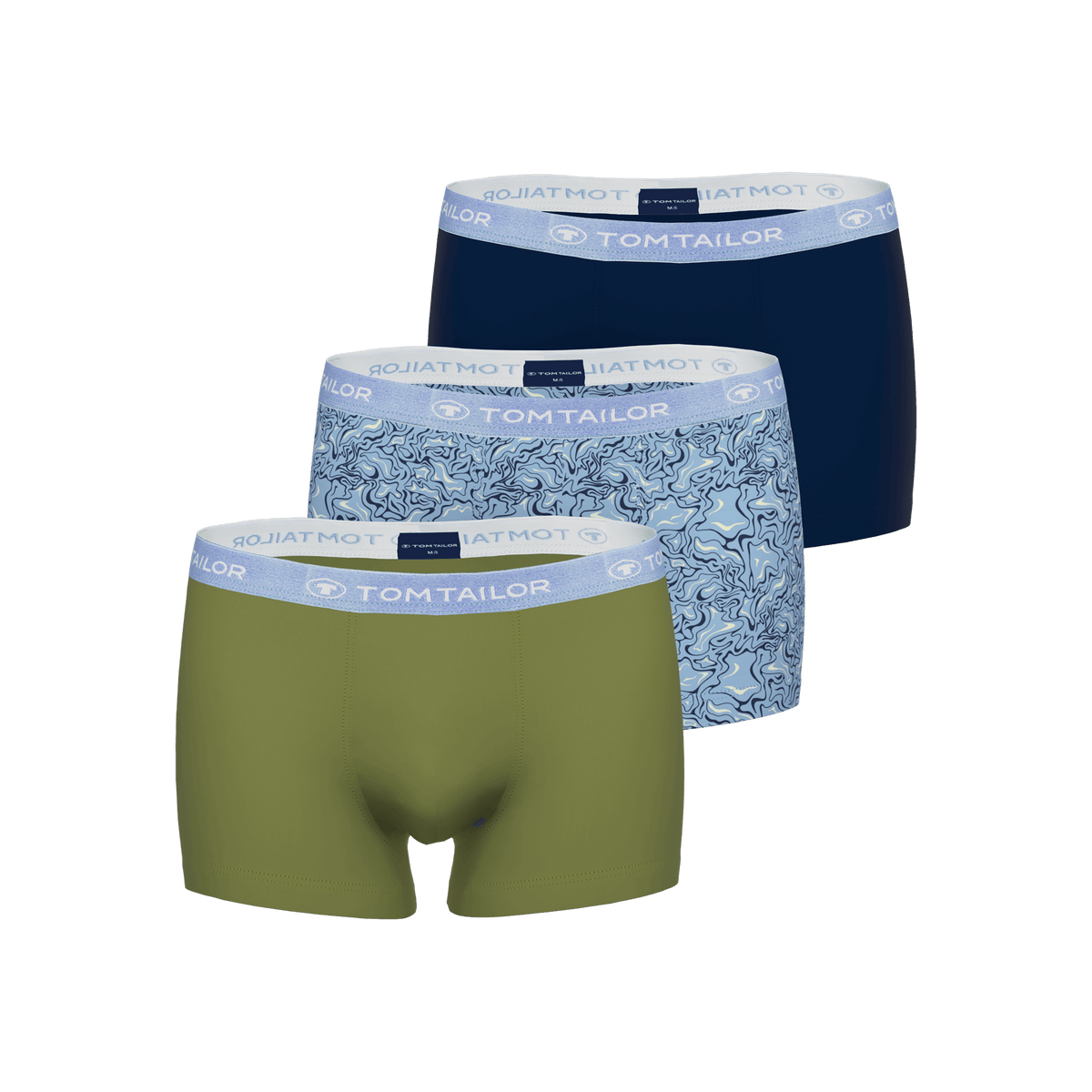 Tom Tailor Men's 3 Pack Cotton Stretch Trunks - Blue-Light-Over ...