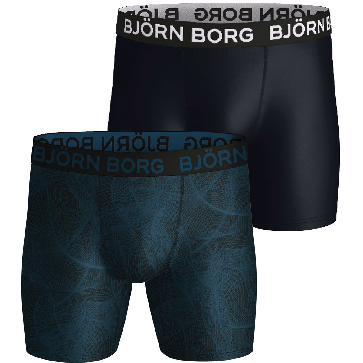 Björn Borg Sports Performance Boxers 2 Pack - Black, Gren Print ...