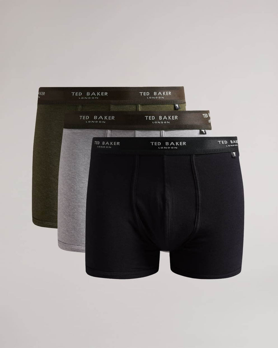 Ted Baker 3 Pack Cotton Stretch Boxer Briefs - Black / Grey Heather ...