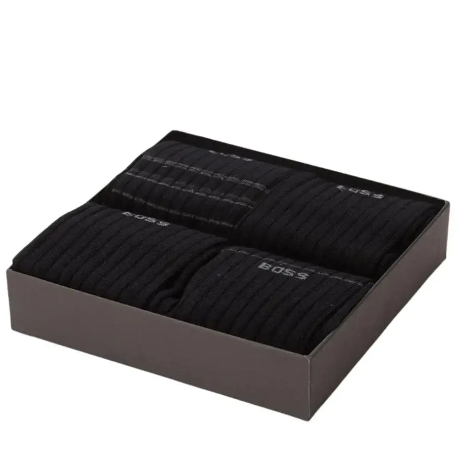 BOSS Logo Rib Regular Length Socks Gift Set - Black – Trunks and Boxers