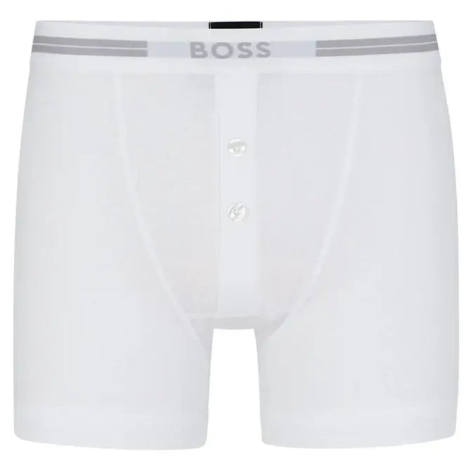 Boss Ribbed-Cotton Original Button-Fly Boxer Trunk - White – Trunks and ...