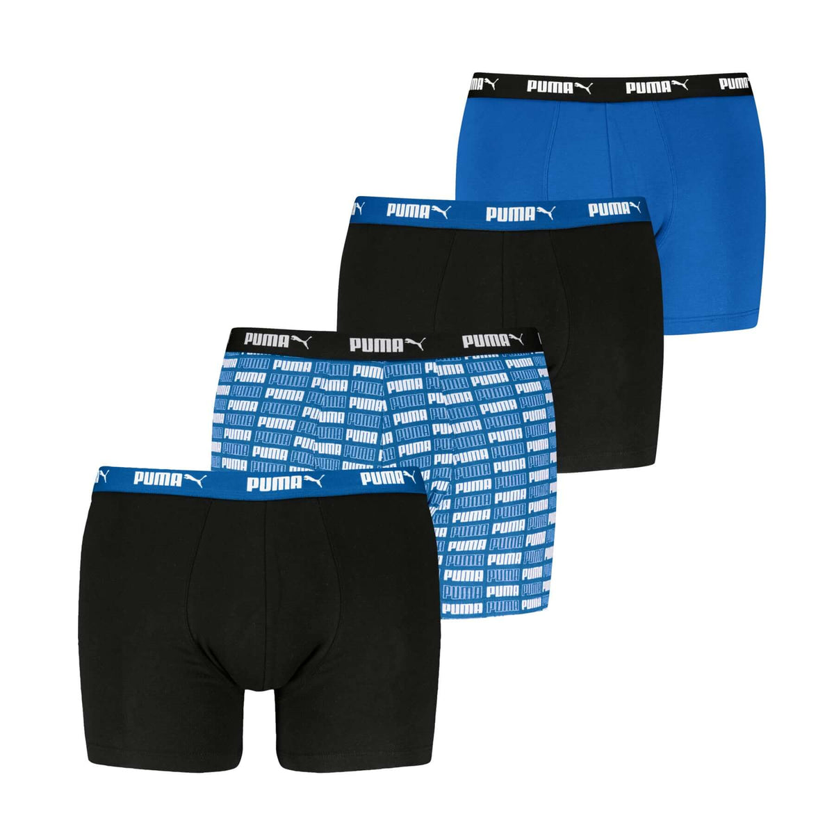 Puma Men’s Boxers 4 Pack Blue Printed – Cotton Stretch Comfort – Trunks ...