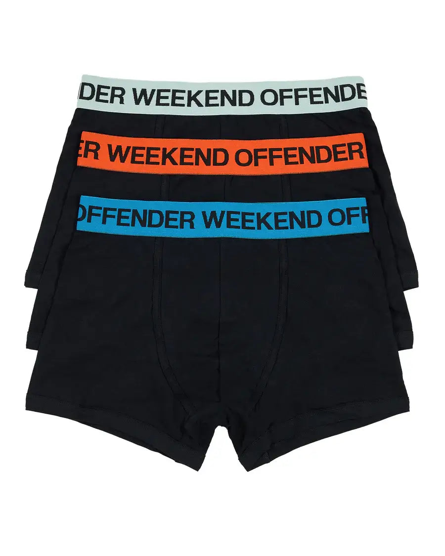Weekend Offender Boxer Shorts 3 Pack Trunks - Black, Coloured Wasitban ...