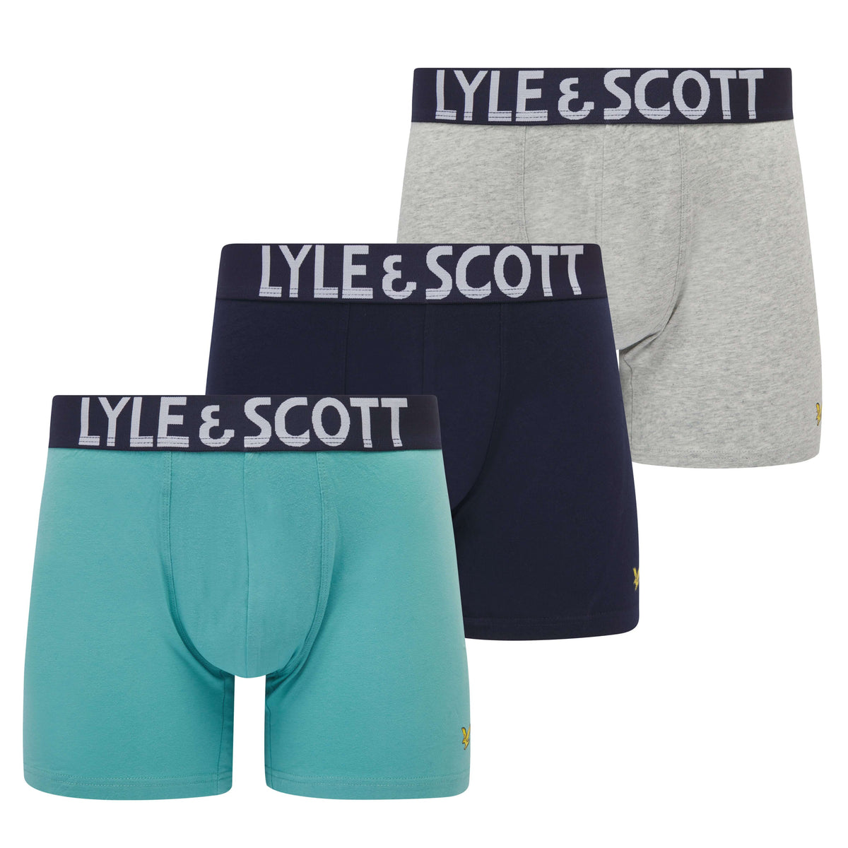 Lyle & Scott 3 Pack Daniel Men's Trunks - Sea Green/Peacoat/Grey Marl ...