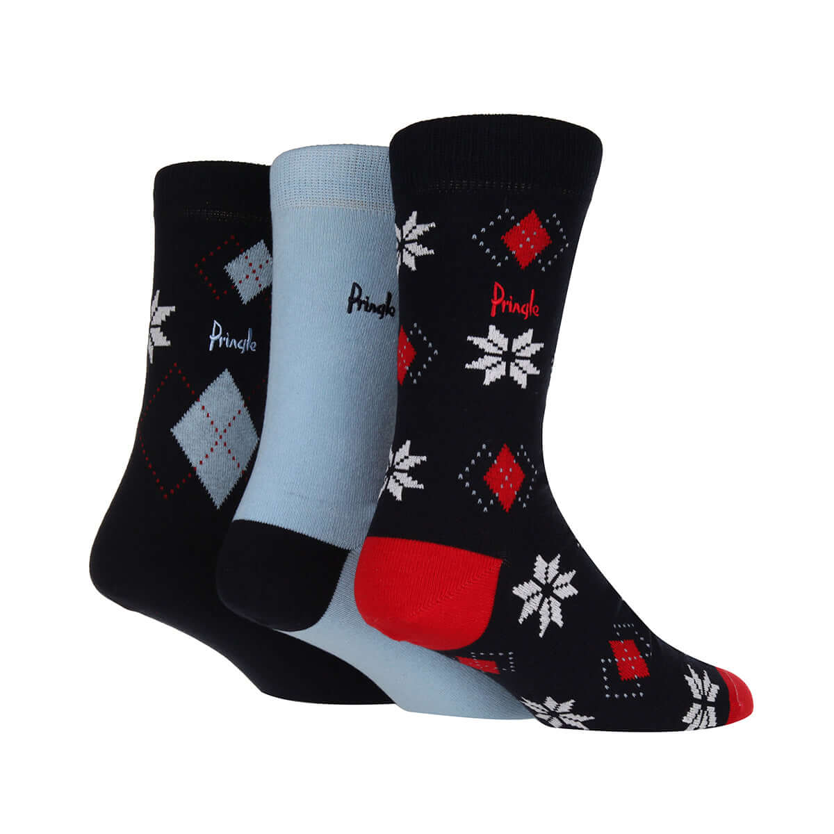 Pringle 3 Pack Hanging Gift - Navy Snow Flakes ( 7-11 ) | Trunks and Boxers