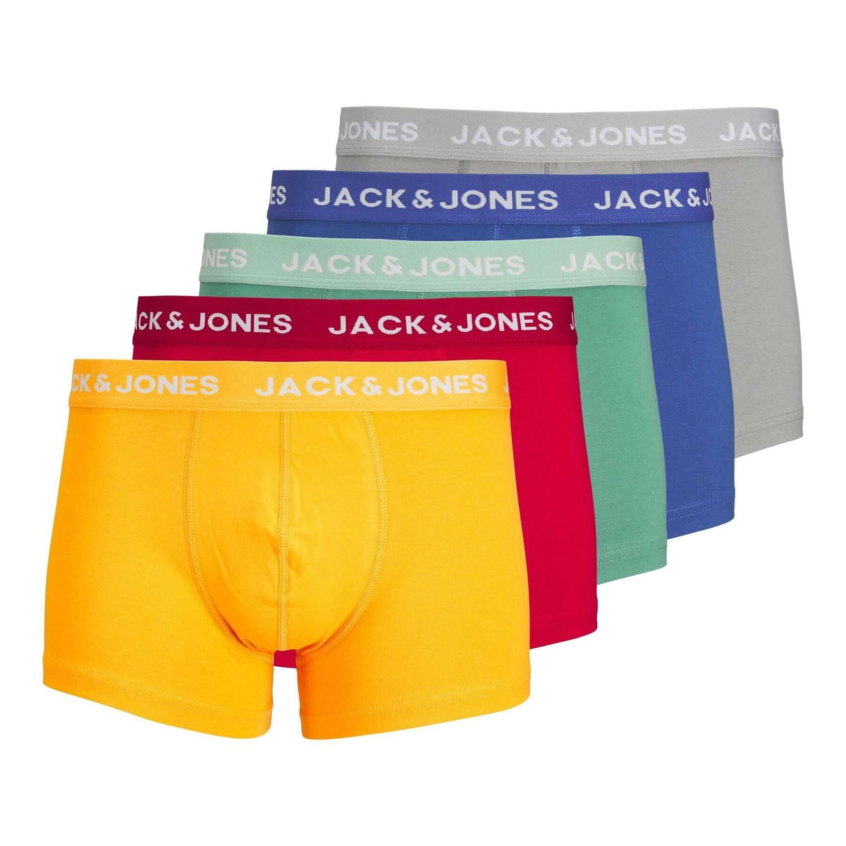 Jack & Jones Jaclarry 5 Pack Cotton Stretch Trunks - Tango Red – Trunks ...