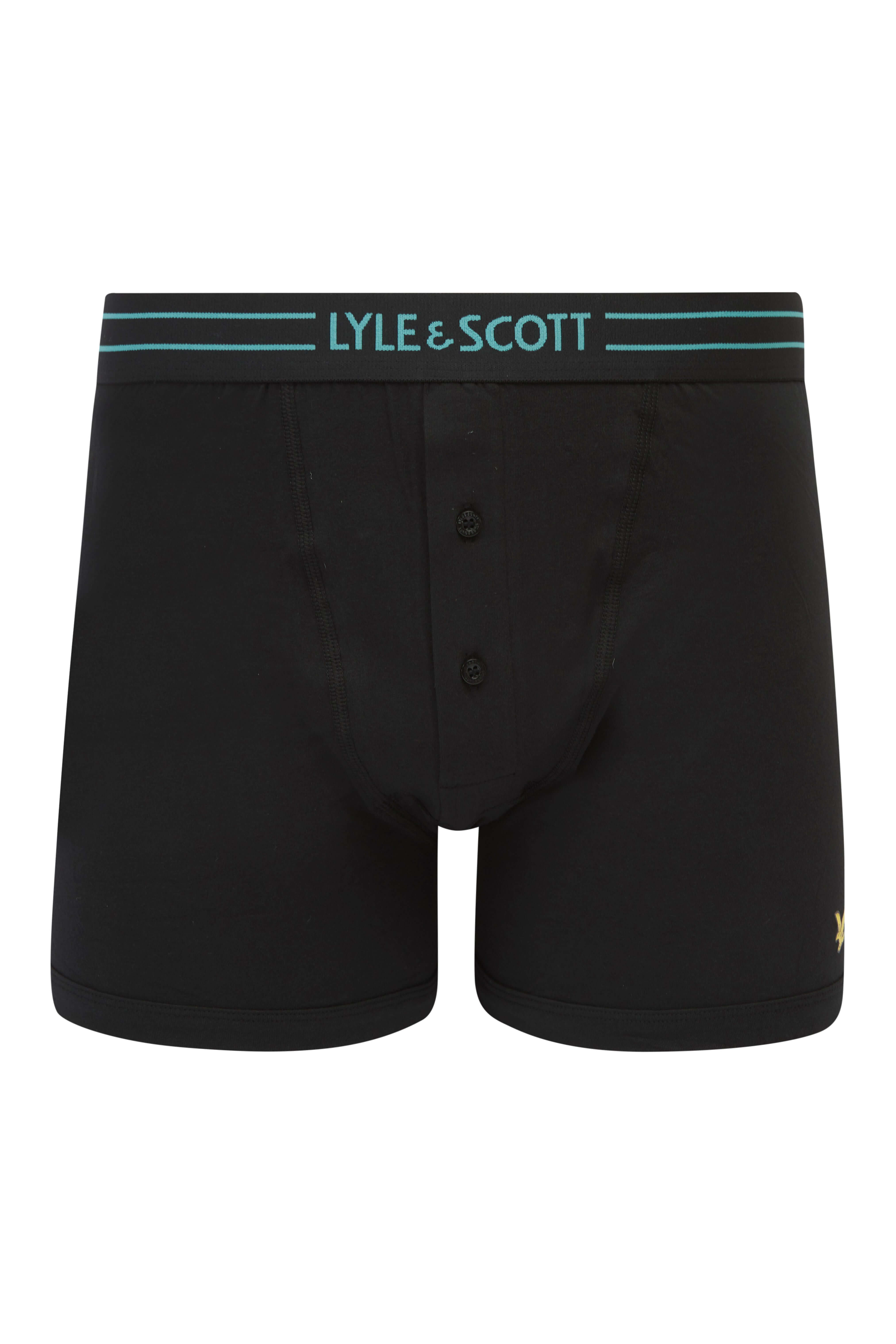 Lyle & Scott 3 Pack Lewis Men's Button Fly Boxer Trunks - Black Colour ...