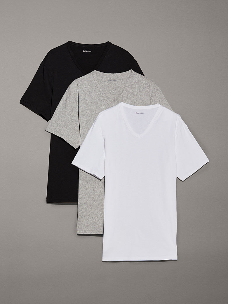 Calvin Klein 3 Pack V-Neck Lounge T-Shirts | Men’s Cotton Stretch ...