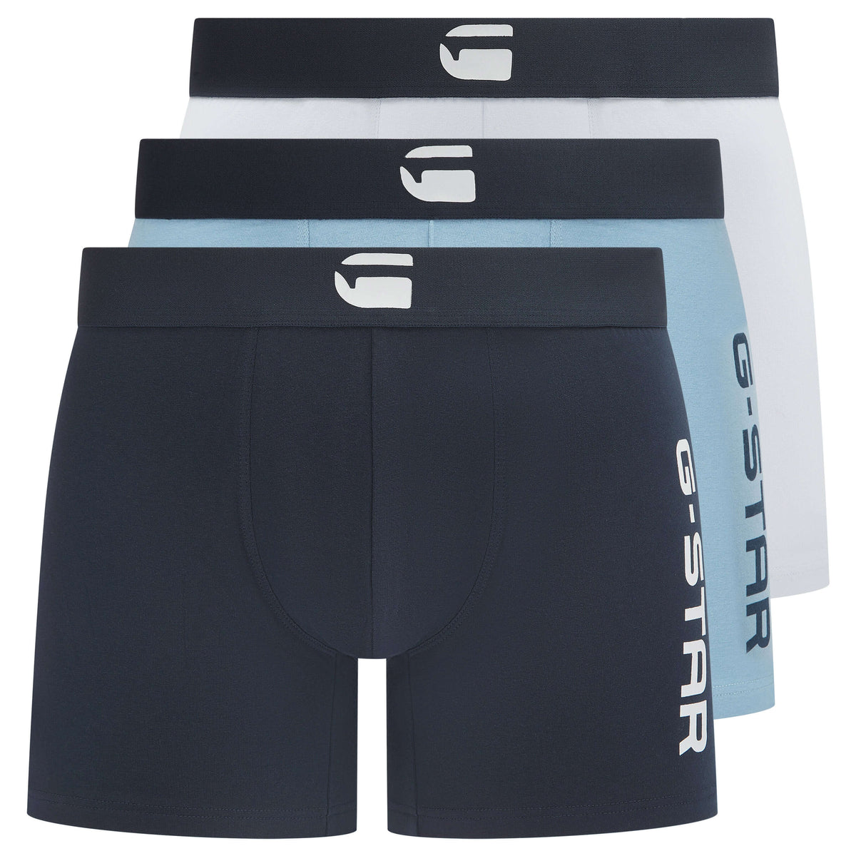 G-Star Men’s 3 Pack Cotton Stretch Rubberized Logo Trunks – Blue ...