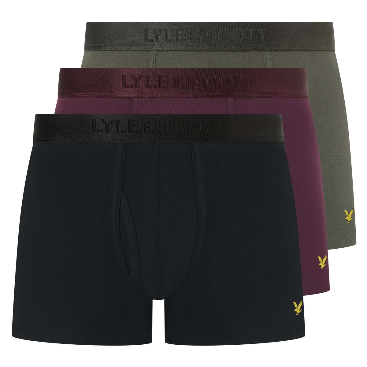 Buy Lyle & Scott Sutherland 3 Pack Trunks – Black, Winetasting, Beetle ...