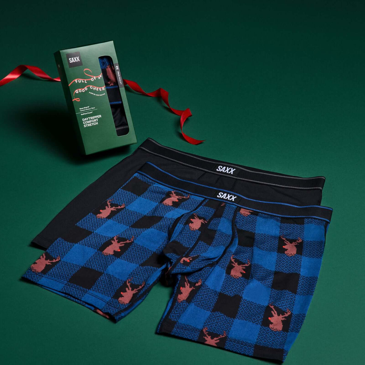 Saxx Daytripper 2 Pack Boxer Briefs – Nose So Brite - Festive Print ...