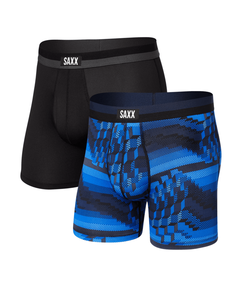 Saxx Sport Mesh 2 Pack Boxer Briefs - Cubic Stripe/Black – Trunks and ...