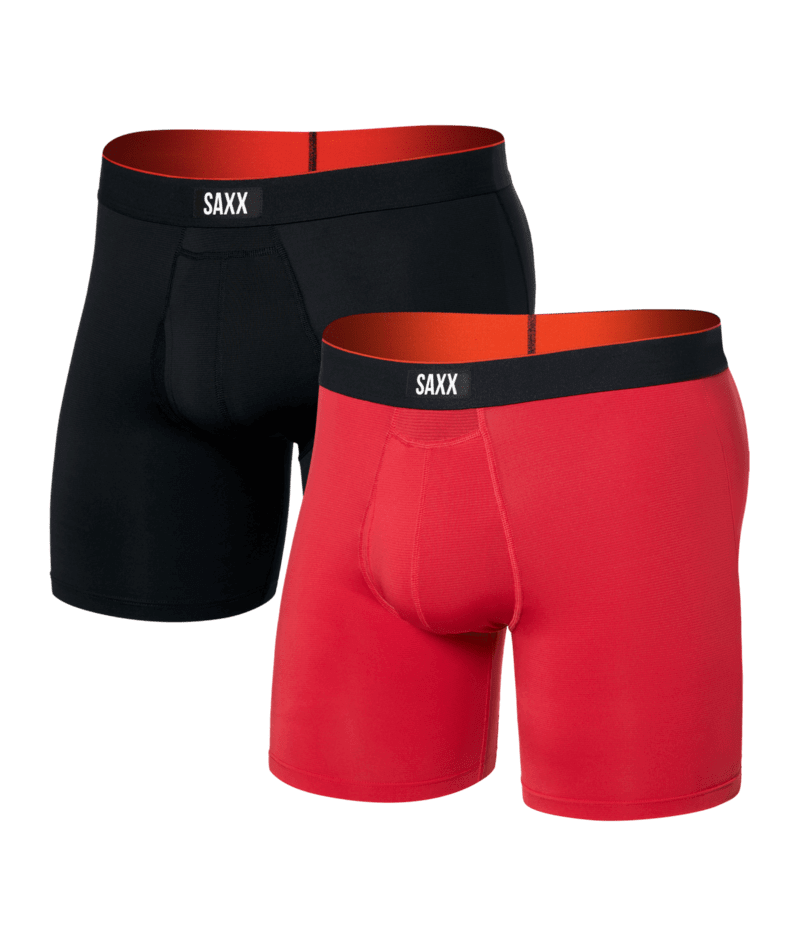 Saxx Underwear Multi-Sport Performance Boxer Brief 6" - Red, Black ...
