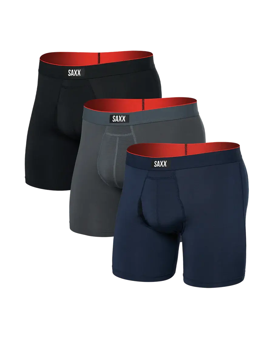 Saxx Multi Sport Performance 3 Pack Mesh Boxer Briefs - Turbulence/Navy ...