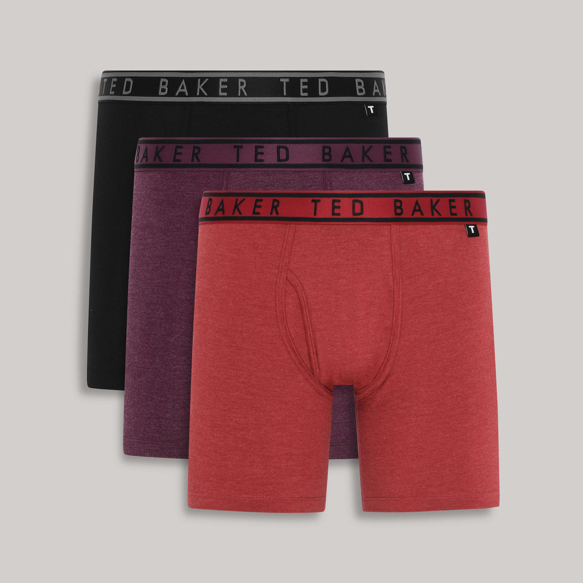 Ted Baker 3 Pack Cotton Stretch Boxer Briefs - Red/Plum/Black – Trunks ...