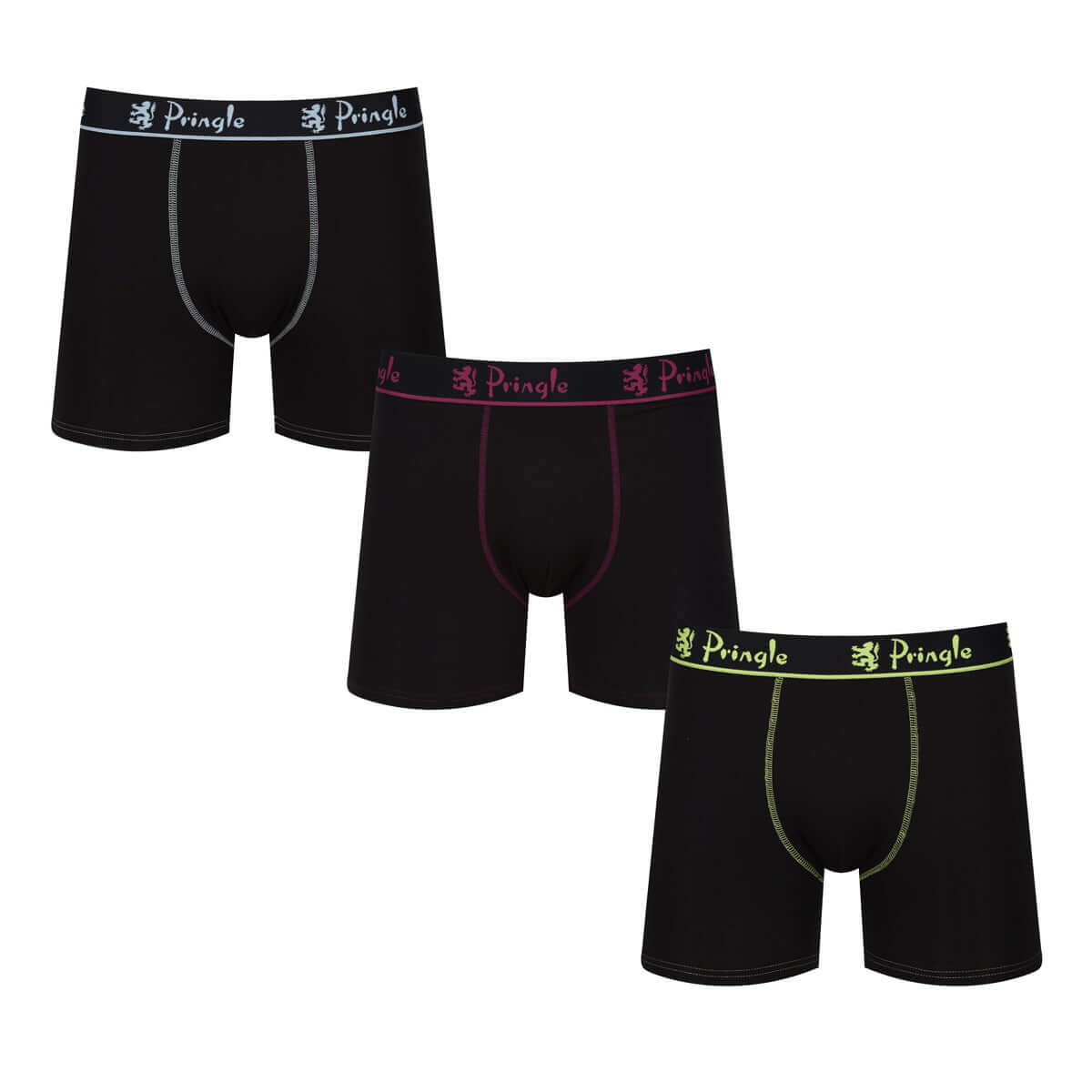 Pringle 3 Pack Men's Bamboo Boxers – Black with Yellow/Pink/WhiteLogo ...