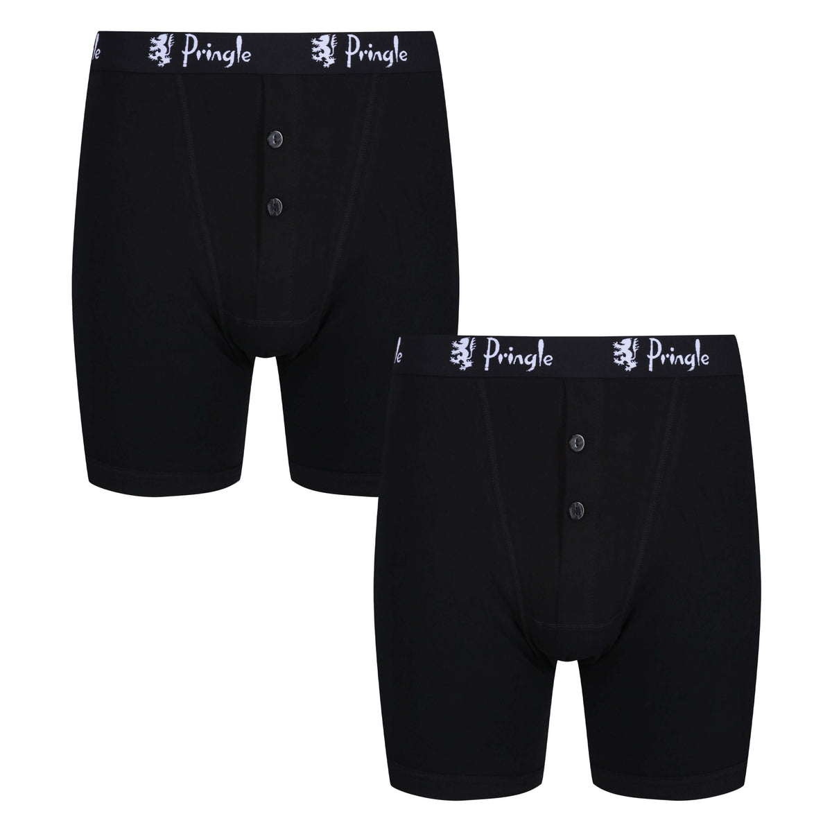 Pringle 2 Pack Button Cotton Stretch Boxers - Black | Trunks and Boxers