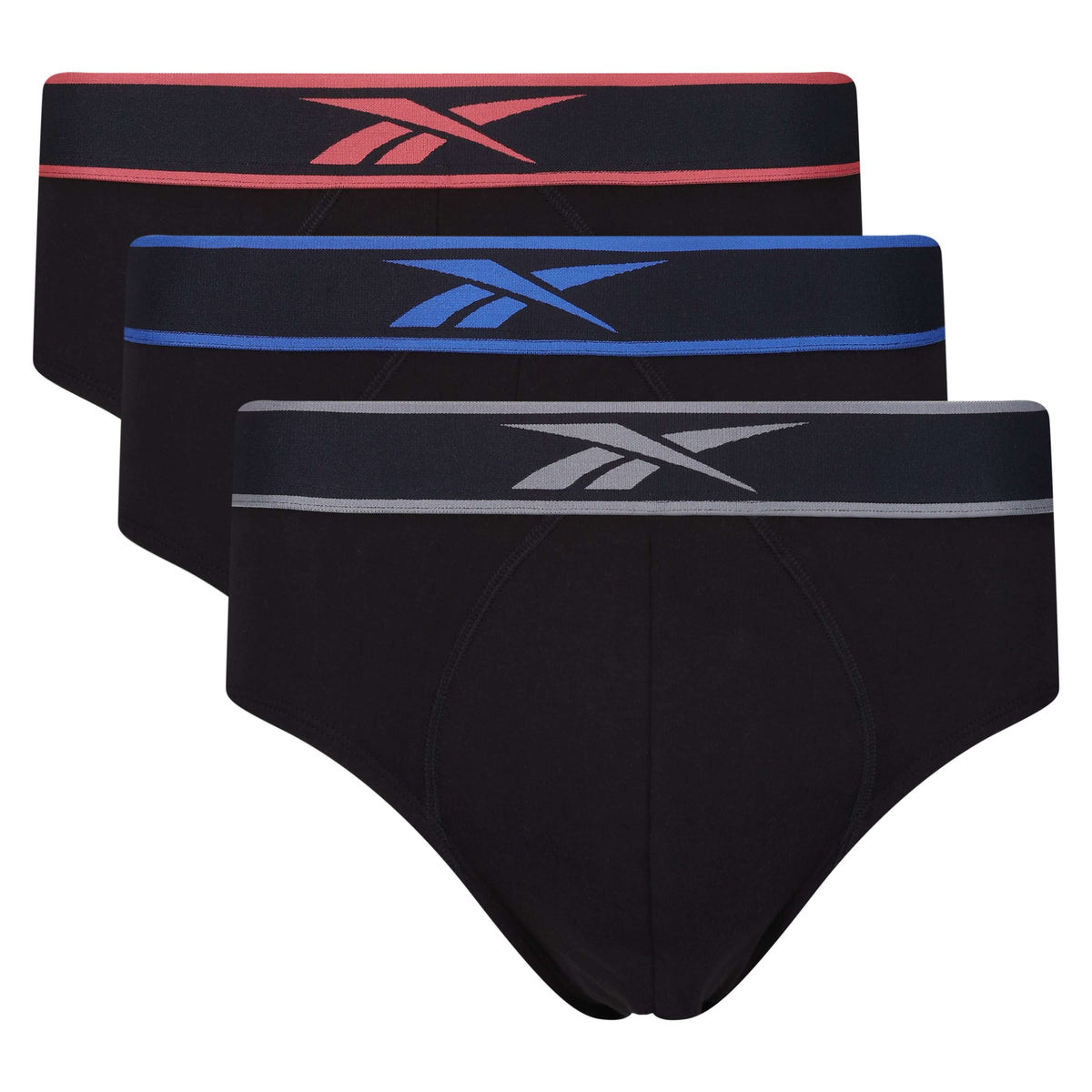 Reebok Coen Mens Cotton Stretch 3 Pack Briefs - Black – Trunks and Boxers