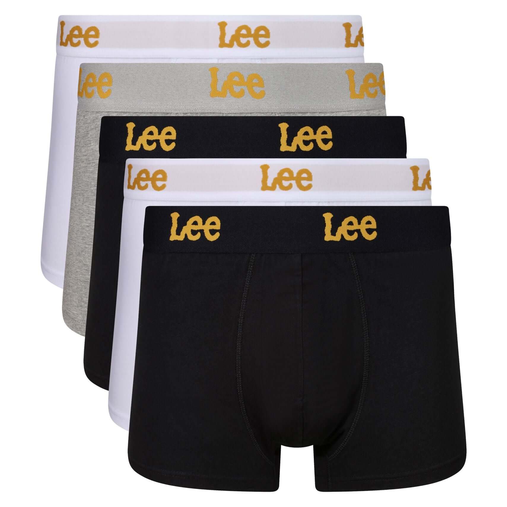Lee 5 Pack Cotton Stretch Innes Trunks - Black/White/Grey – Trunks and ...