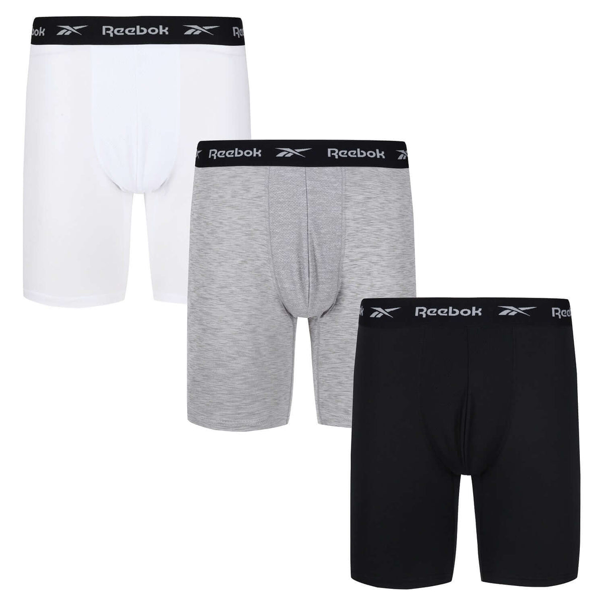 Reebok Hogan Mens Performance 3 Pack Medium Sports Trunks - Black/Grey ...