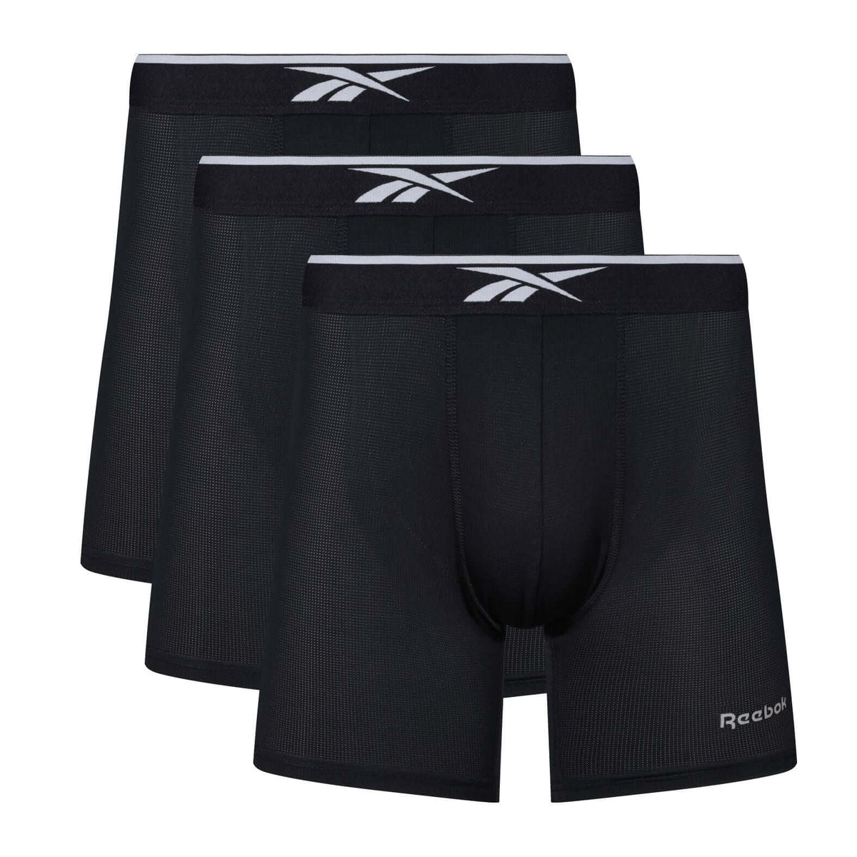 Reebok Howe Mens Performance 3 Pack Long Sports Trunks - Black | Trunks ...