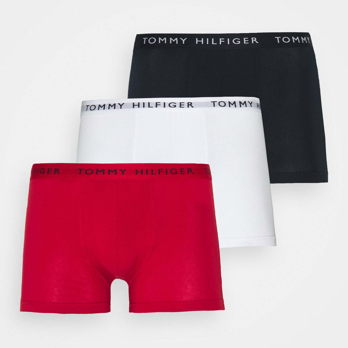 Tommy Hilfiger 3- Pack Essential Logo Waistband Trunks - White/Red ...