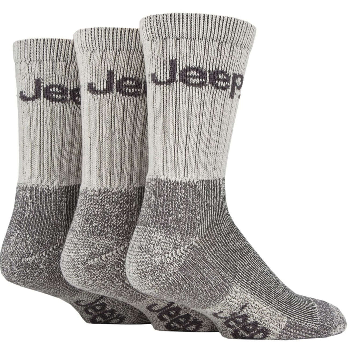 Jeep JM273 3 Pack Men’s Hiking Boot Socks – Ecru/Grey – Trunks and Boxers
