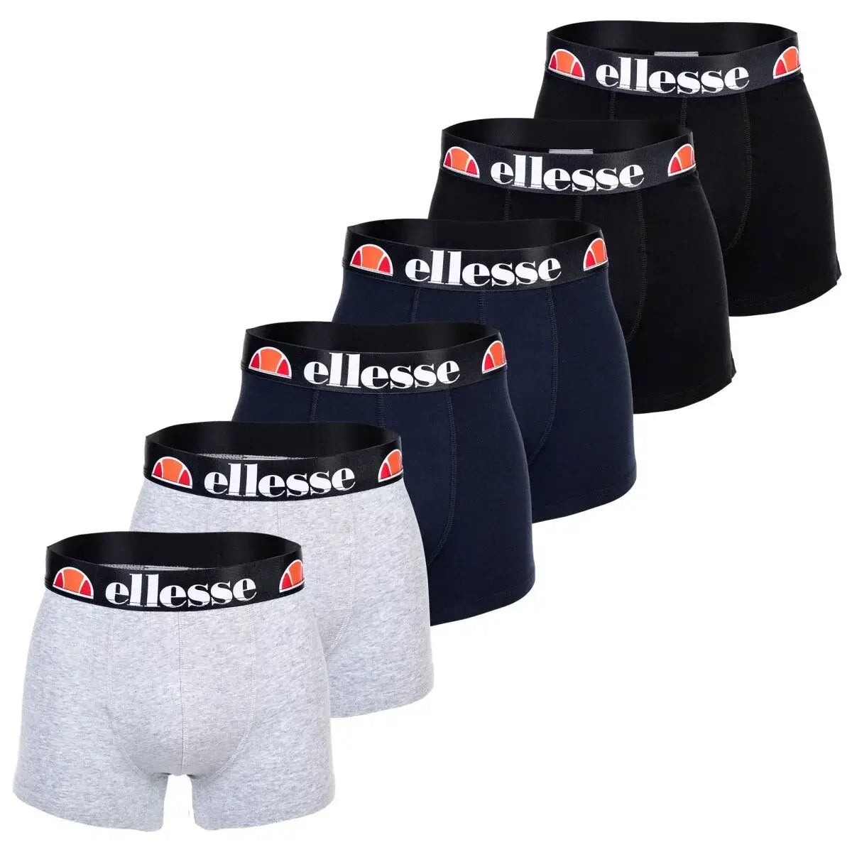 Ellesse Men's Millaro 6 Pack Boxers Multi Black/Grey/Navy Trunks ...