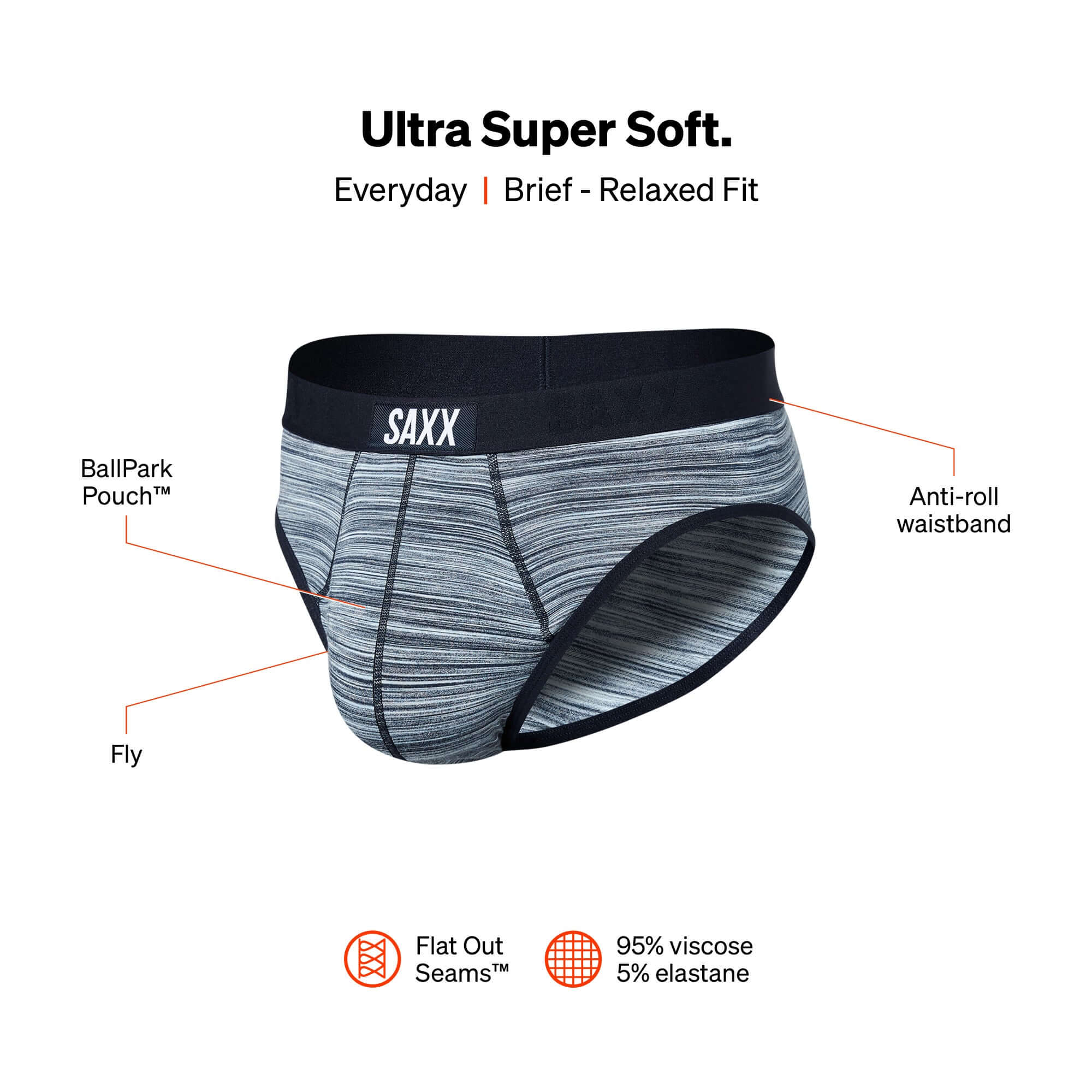 Saxx Ultra Super Soft 1 Pack Briefs - Blue / Spacedye Heather – Trunks ...