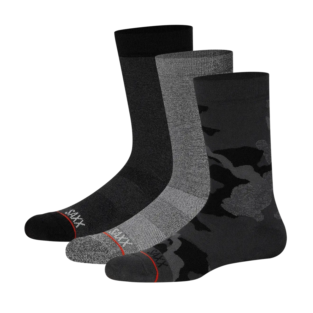 Saxx Men’s Crew Socks 3 Pack – Performance Comfort in Camo, Graphite ...