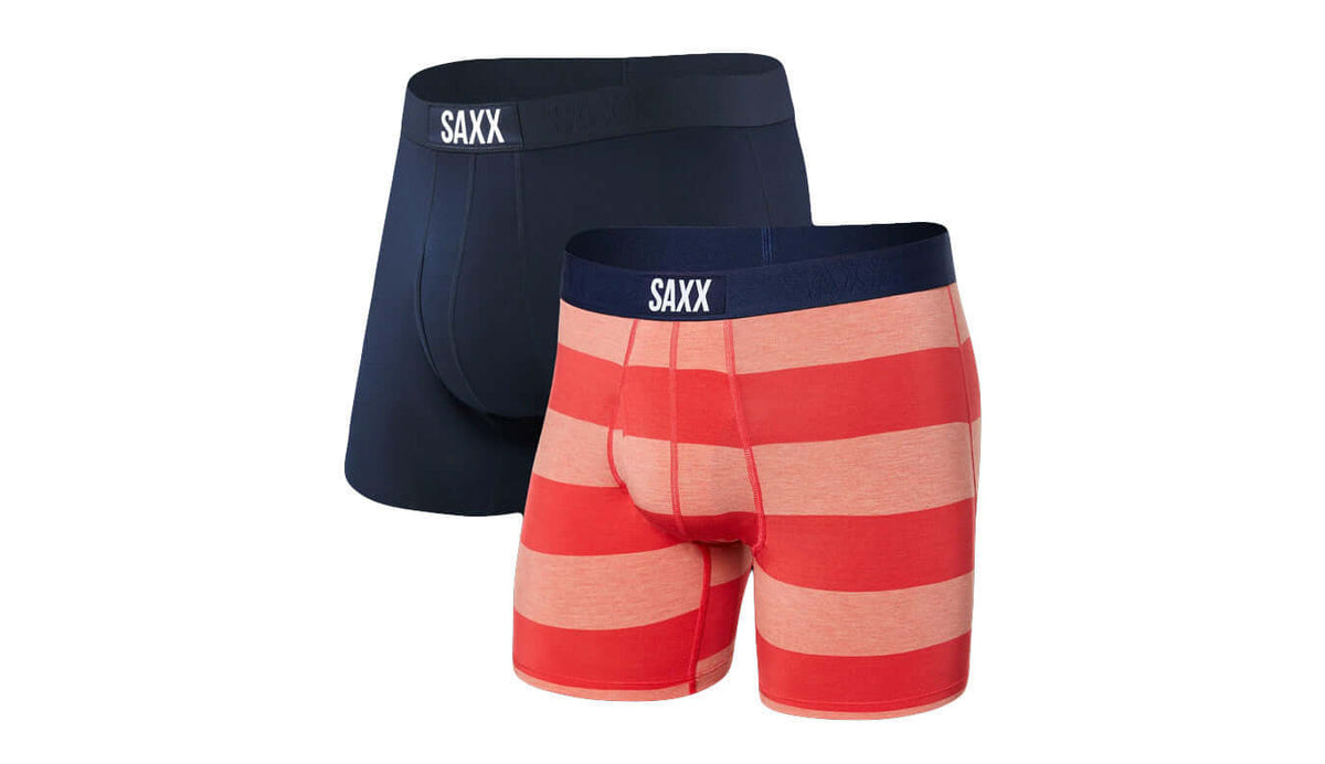 Saxx Ultra Super Soft 2 Pack Boxer Briefs - Red Ombre Rugby / Navy ...