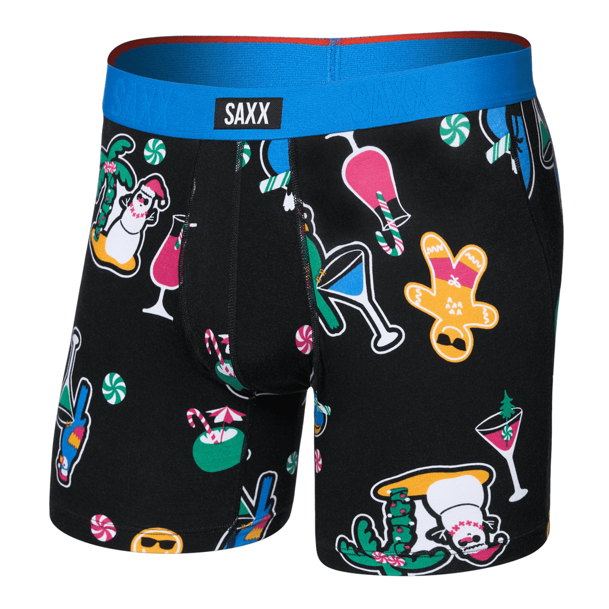 Saxx Vibe Xtra Soft Boxer Brief 6" – Island Holiday, Black Festive Gift ...