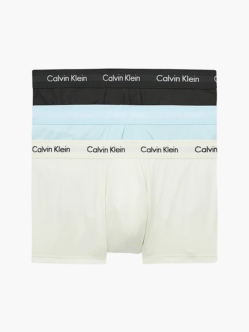 Calvin Klein 3 Pack Low rise Trunks - Cotton Stretch ( Rain Dance ...