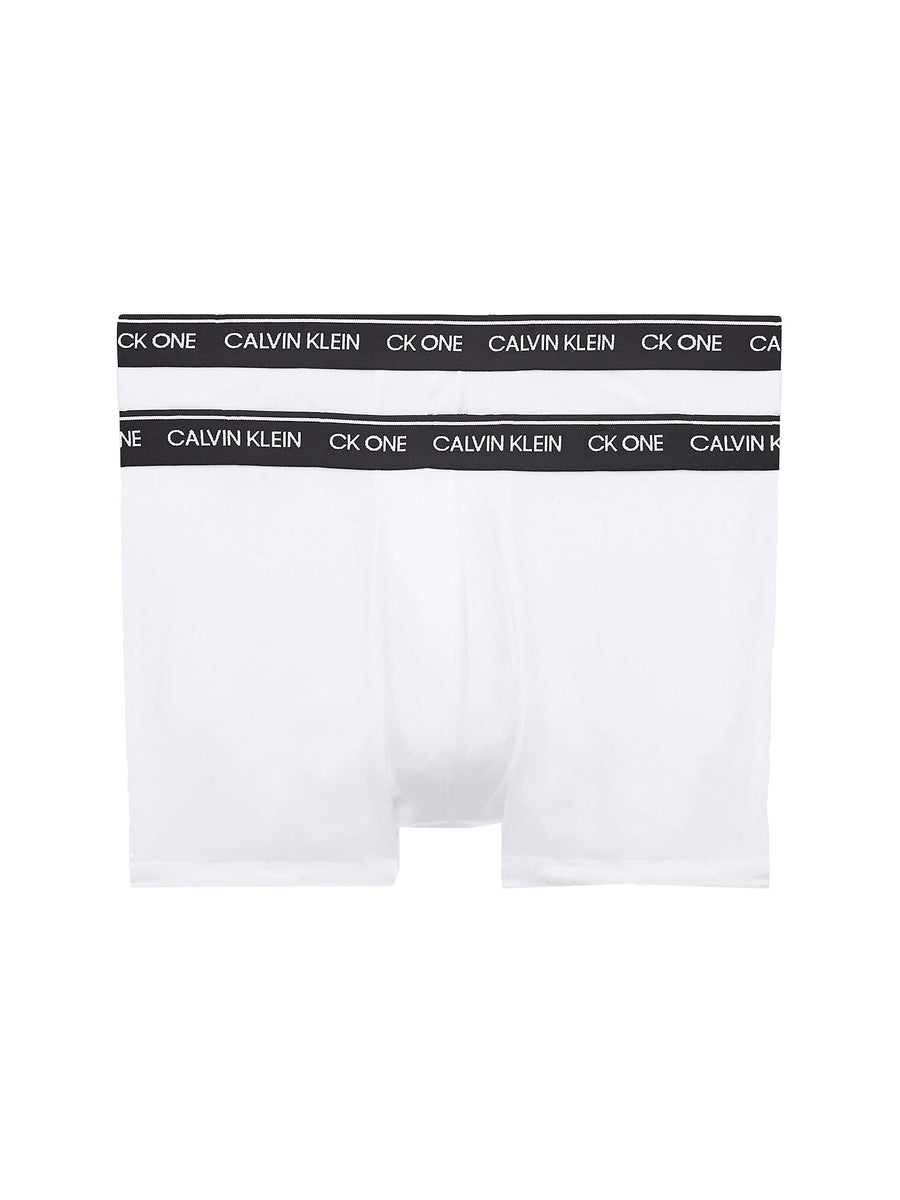 Calvin Klein - CK ONE 2 Pack Cotton Trunks - White with Black Waistban ...