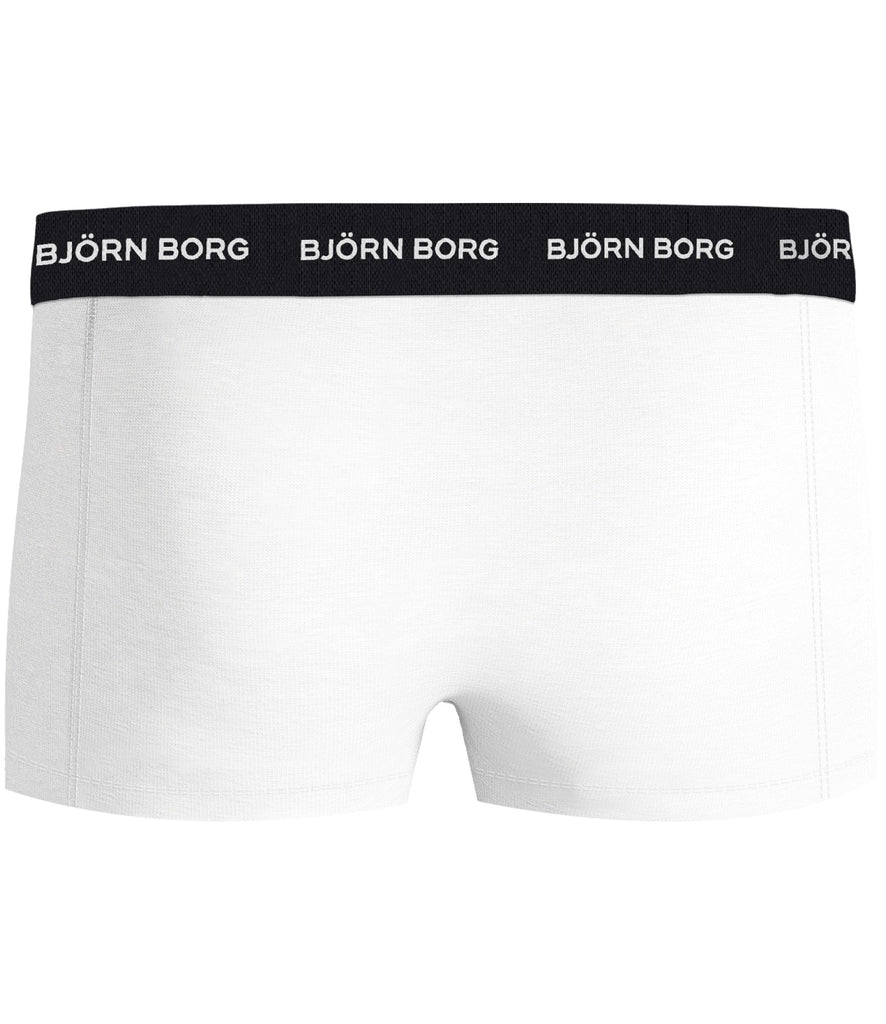 Björn Borg Men's Cotton Stretch Trunks 3 Pack - Black / Blue / White ...
