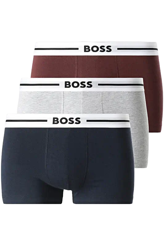 Boss 3 Pack of Stretch-Cotton Trunks - Blue/Burgundy/Grey | Trunks and ...