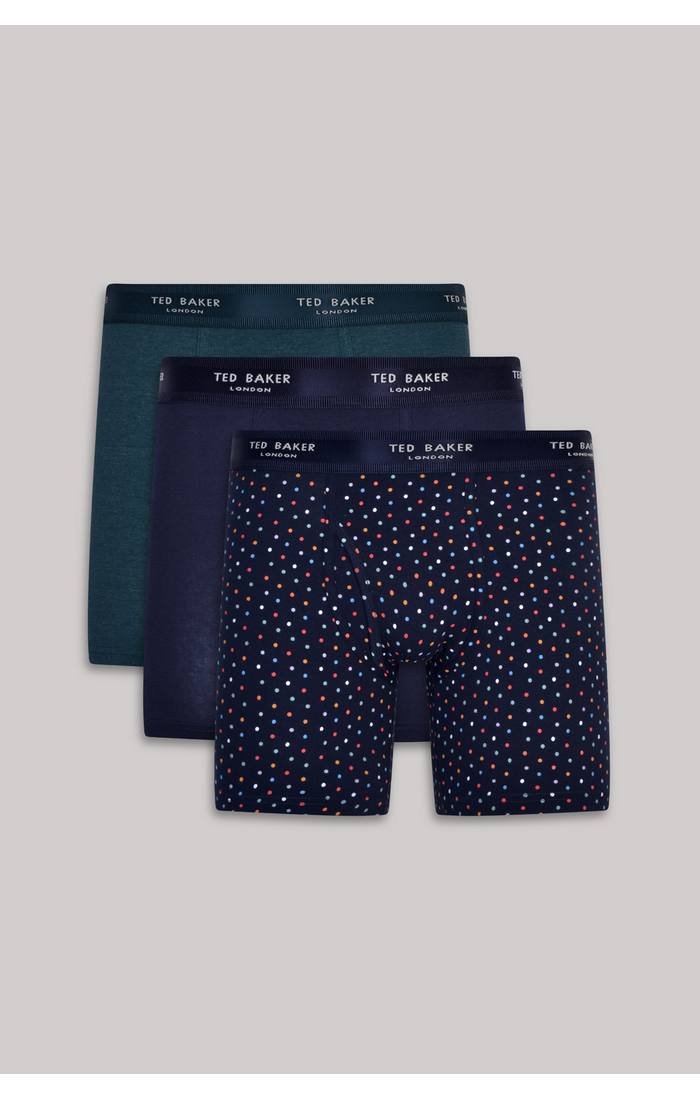 Ted Baker 3 Pack Cotton Stretch Boxer Briefs - Navy / Dotted Print ...