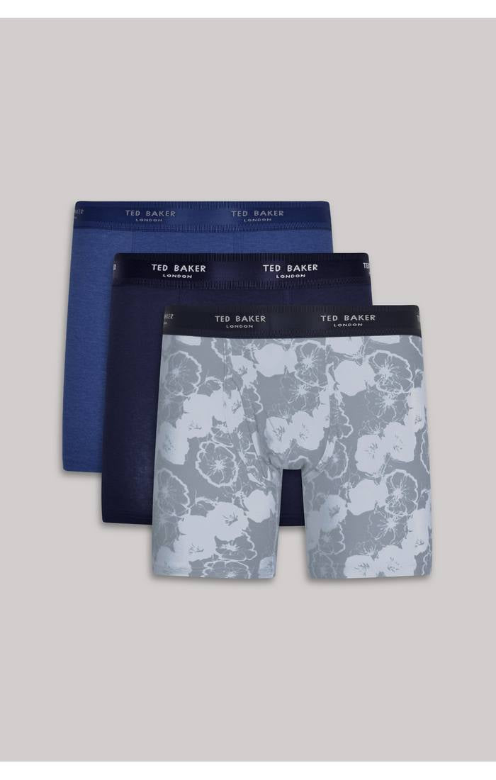 Ted Baker 3 Pack Cotton Stretch Boxer Briefs - Blue / Cobalt / Floral ...