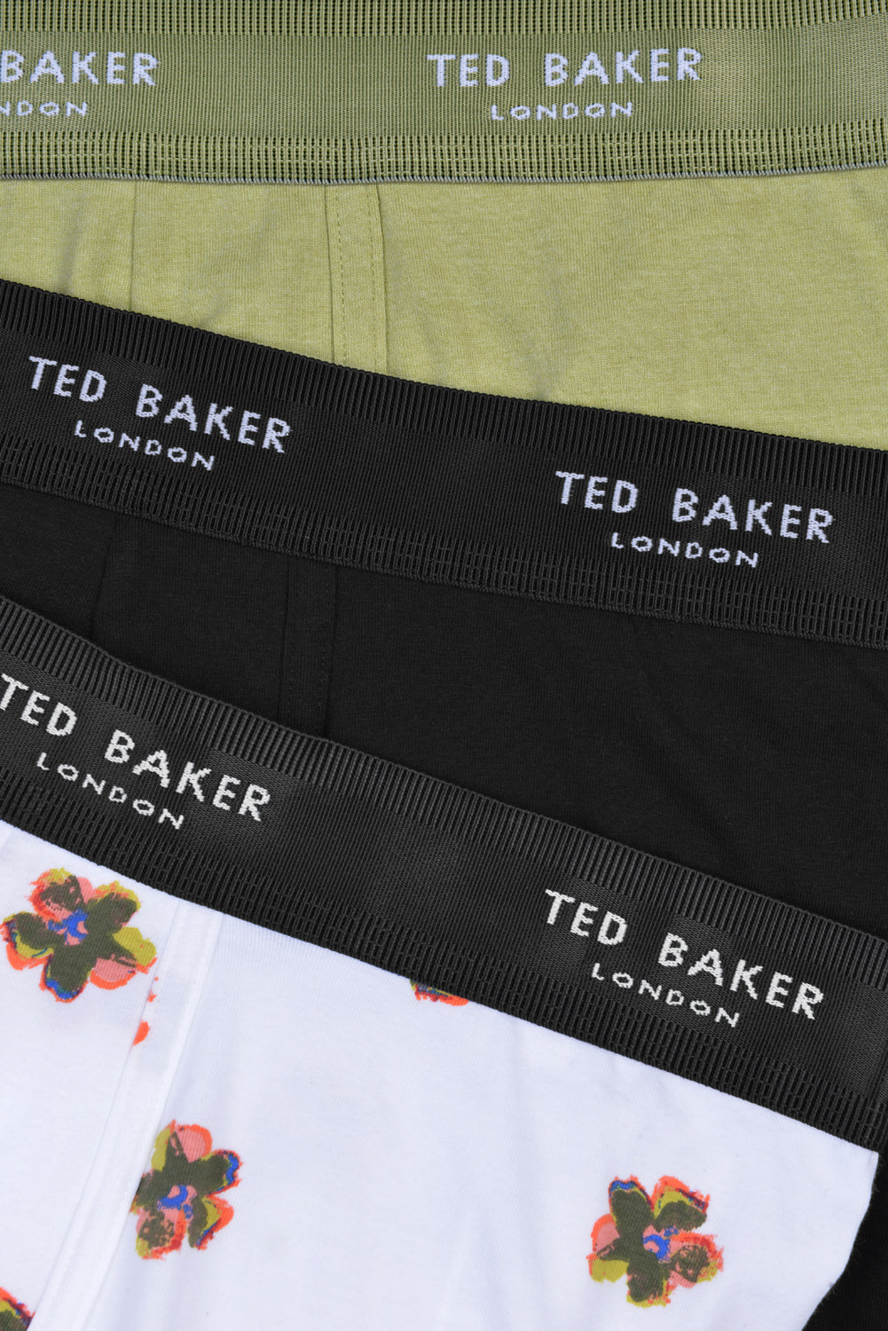 Ted Baker 3 Pack Cotton Stretch Boxer Briefs - Magnolia / Black / Flow ...
