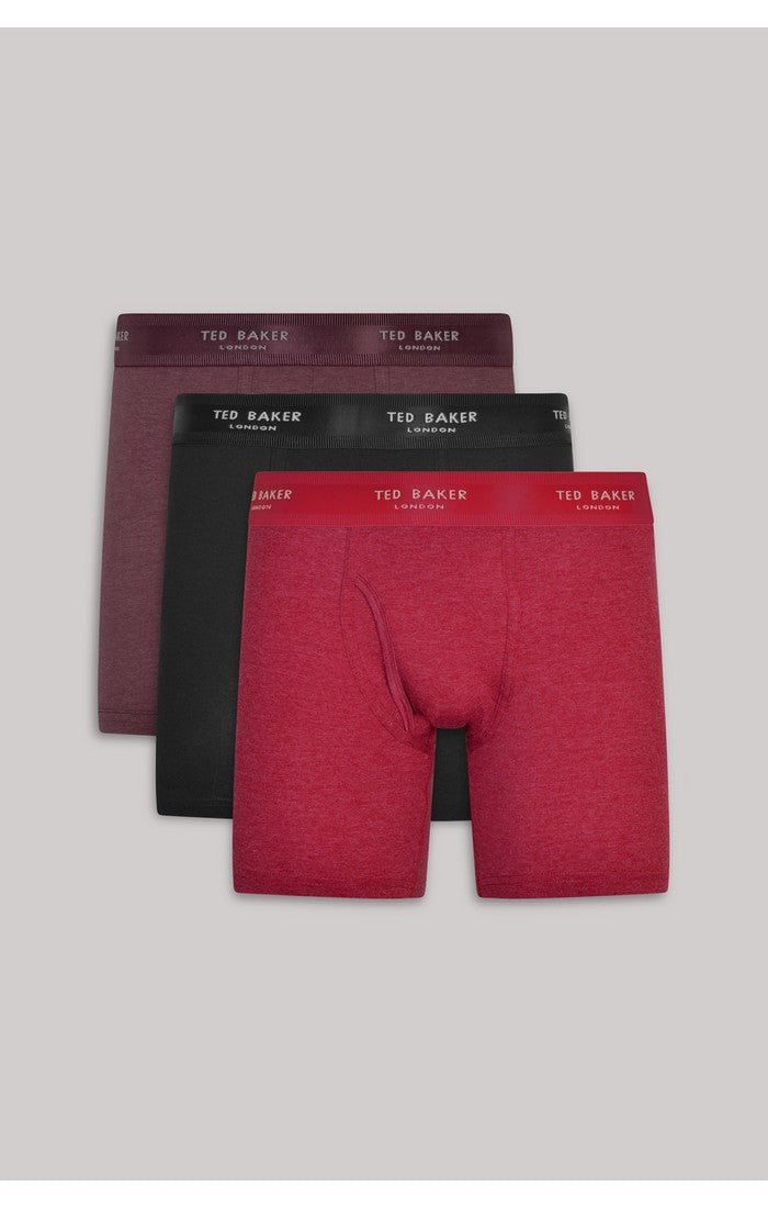 Ted Baker 3 Pack Cotton Stretch Boxer Briefs - Black/Pink/Maroon ...