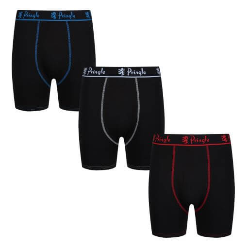 Pringle 3 Pack Men's Bamboo Boxers – Black | Breathable & Antibacterial ...